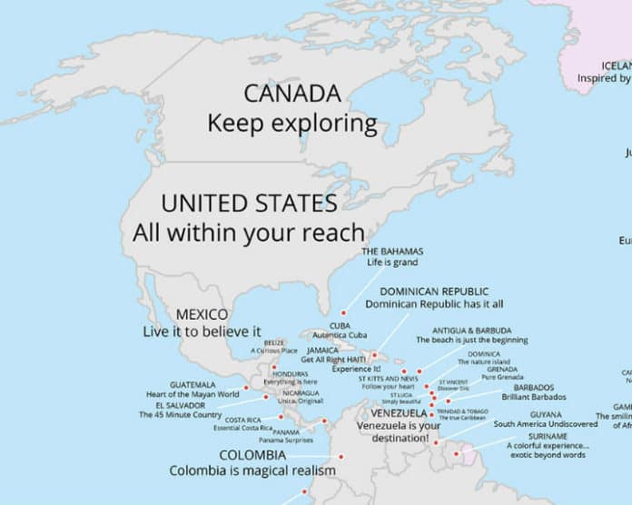 Este es el Mapa con slogans de cada país, del mundo
