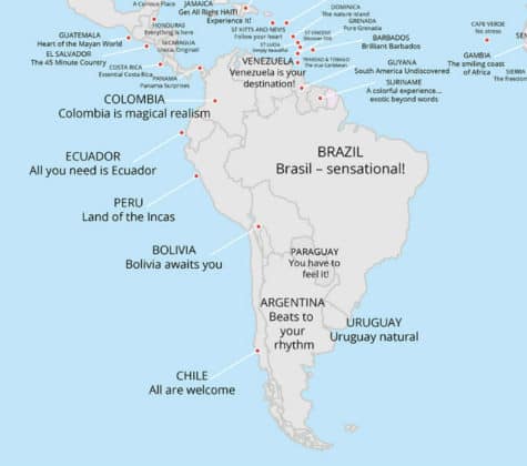 Este es el Mapa con slogans de cada país, del mundo